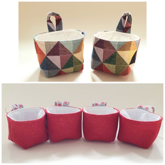 Mini Fabric Baskets Small Red Storage Scandi Style Hanging - Etsy