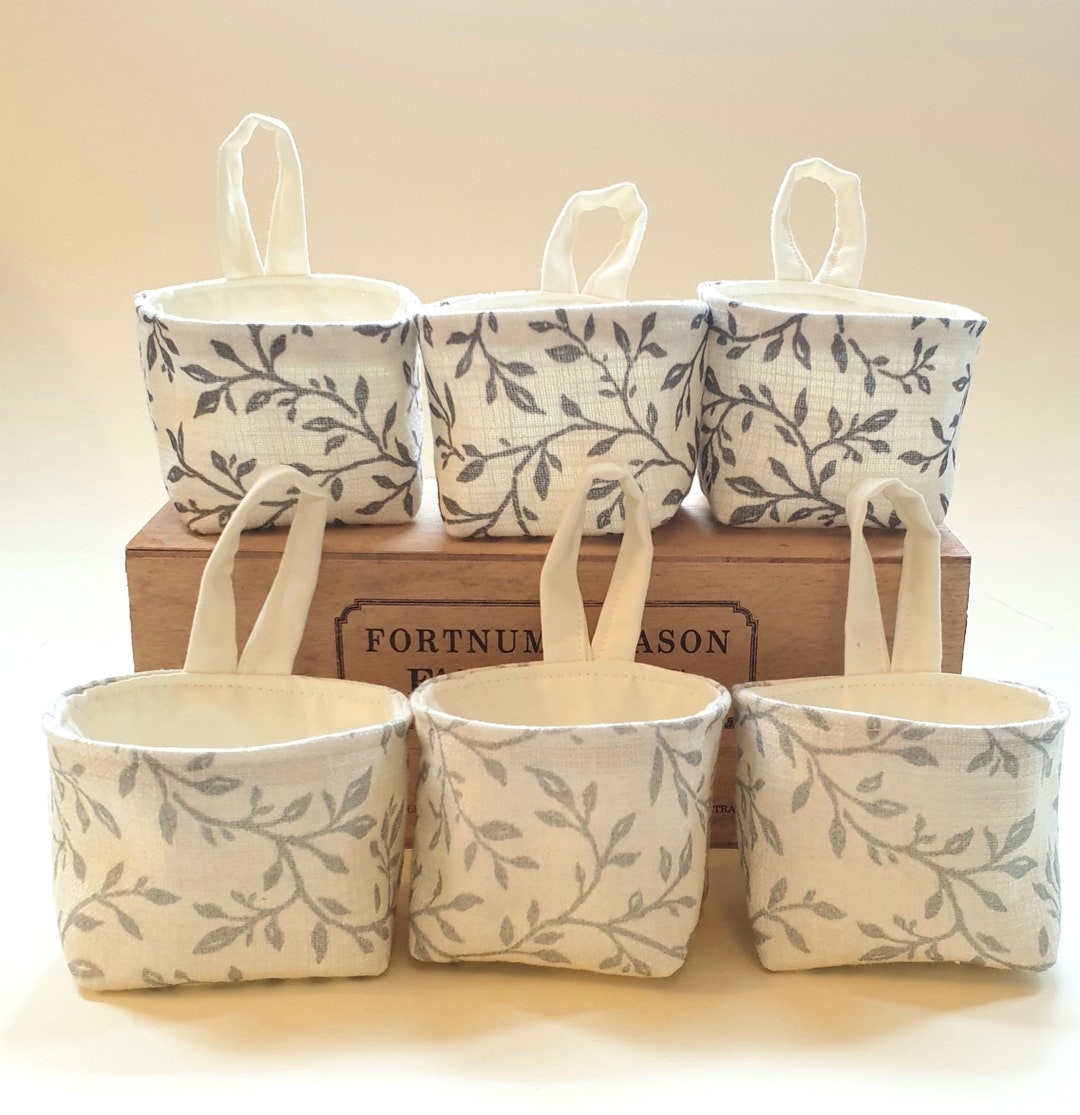 Mini Fabric Basket, Small Neutral Fabric Storage, Hanging Basket ...