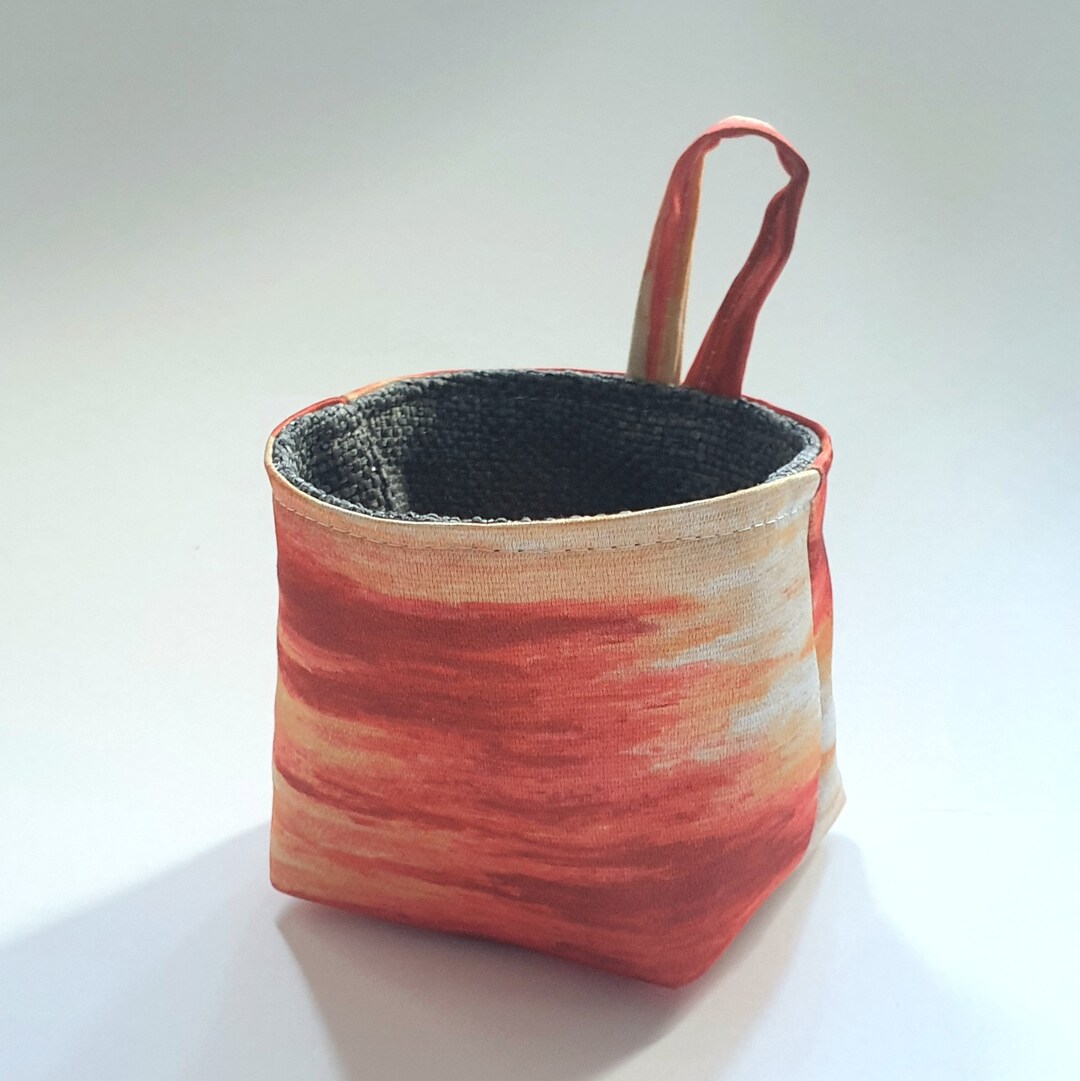 Mini Fabric Basket, Small Orange Fabric Storage, Hanging Basket ...