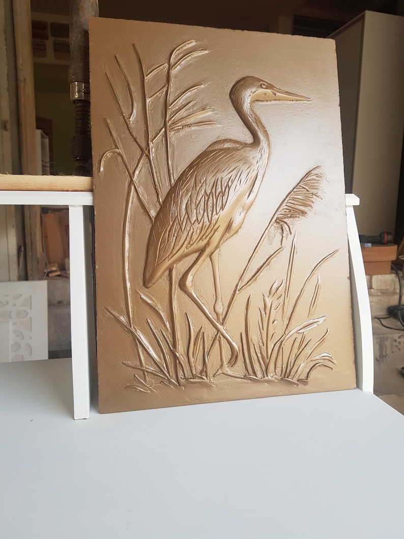 White Stork Sculpture Panel, 3D Gypsum Stork, 3D Stork Sculpture Panel ...