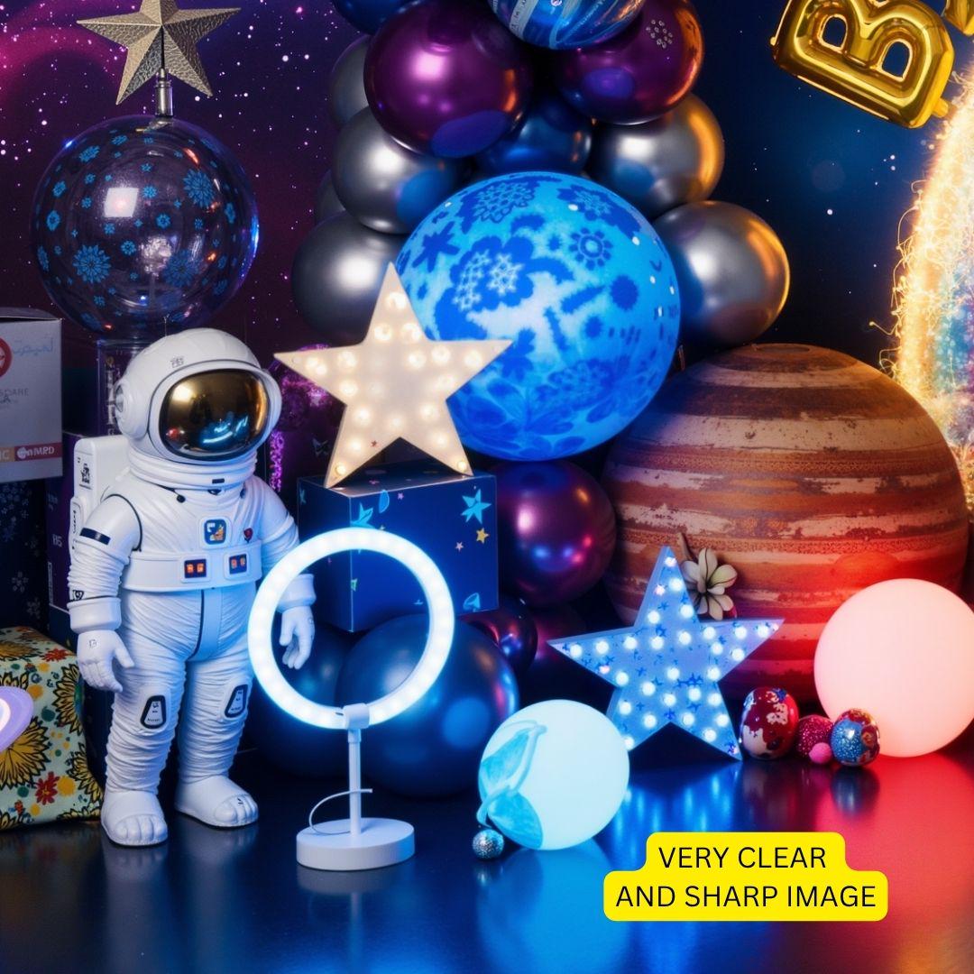 Astronaut Birthday Digital Backdrop – Galaxy Rocket Theme (instant ...