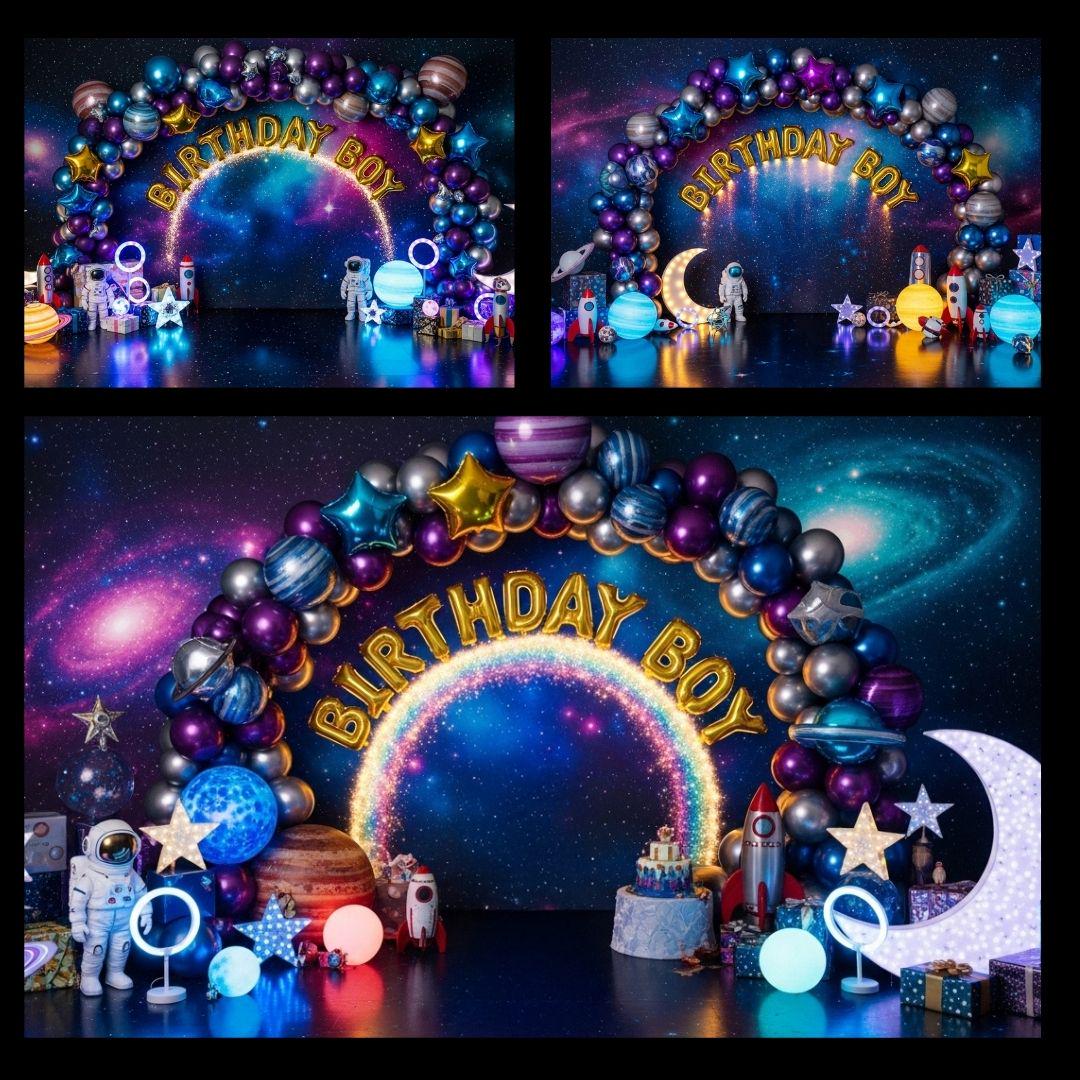 Astronaut Birthday Digital Backdrop – Galaxy Rocket Theme (instant ...