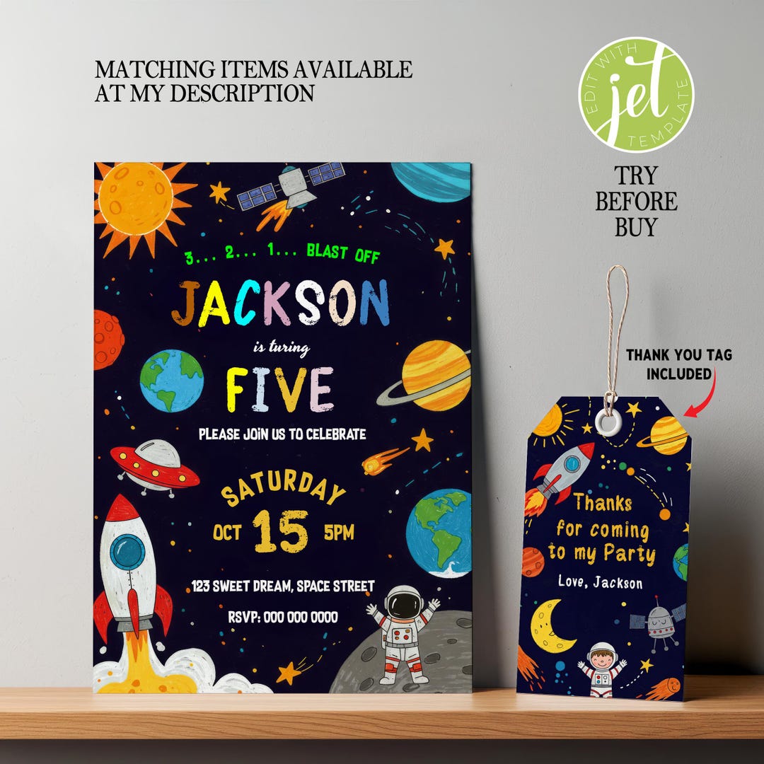 Editable Astronauts Birthday Invitation, Space Mission Birthday ...