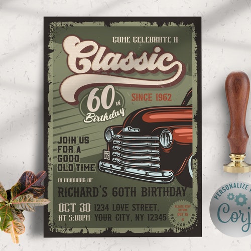 Editable Classic Car Invitation Customizable Invitation - Etsy