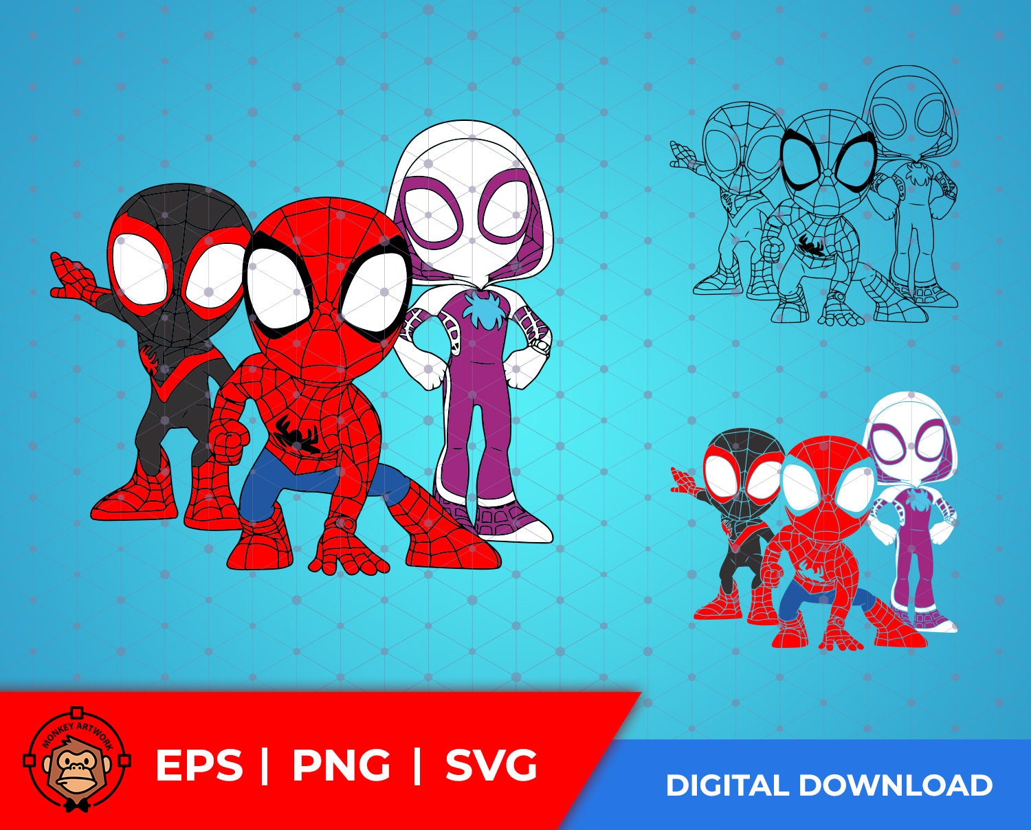 Cute Spidey and His Amazing Friends SVG EPS Cs10 PNG Digital - Etsy ...