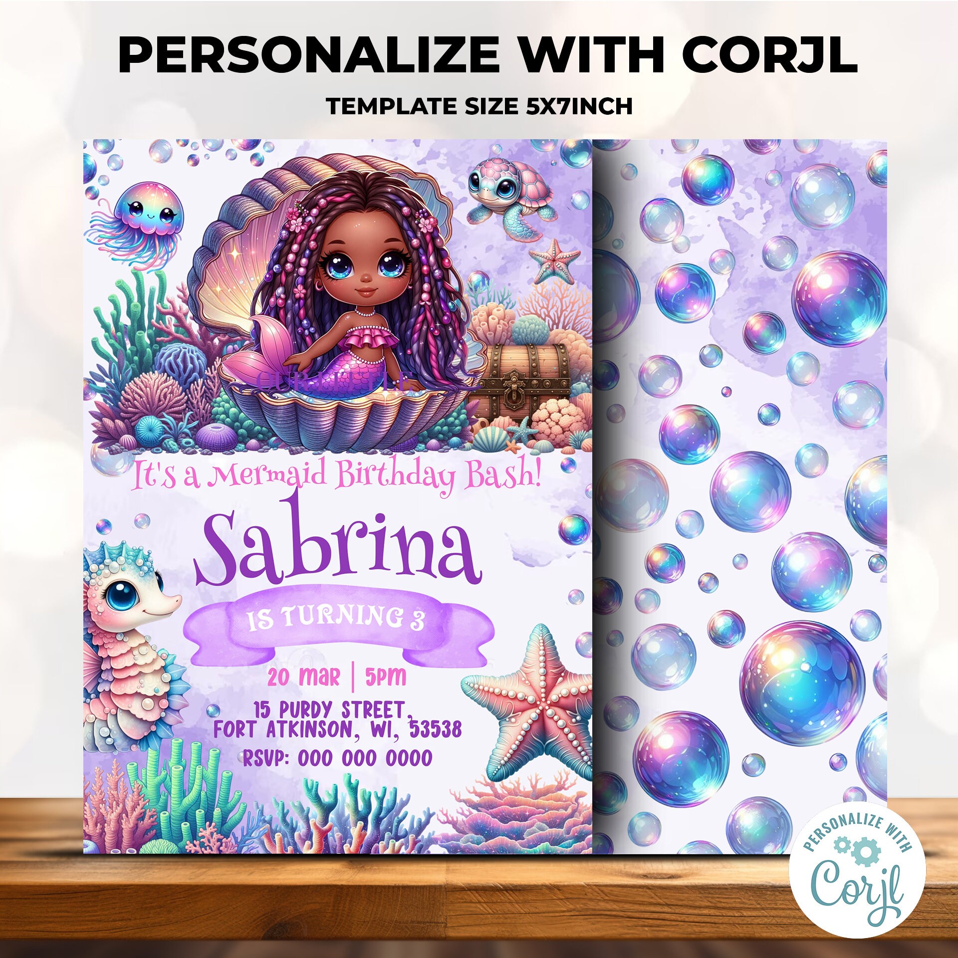 Mermaid Birthday Invitation, Mermaid Girl Birthday Invitation, Mermaid ...