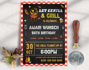 Chill and Grill Birthday Invitation - Etsy