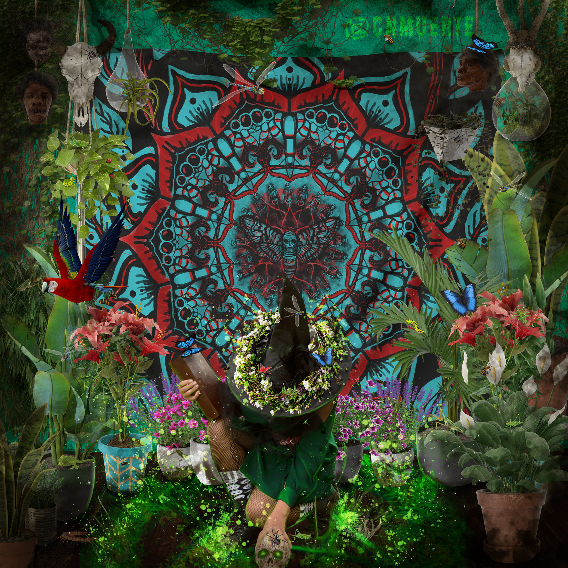 Blue And Red Witch Tapestry | Etsy