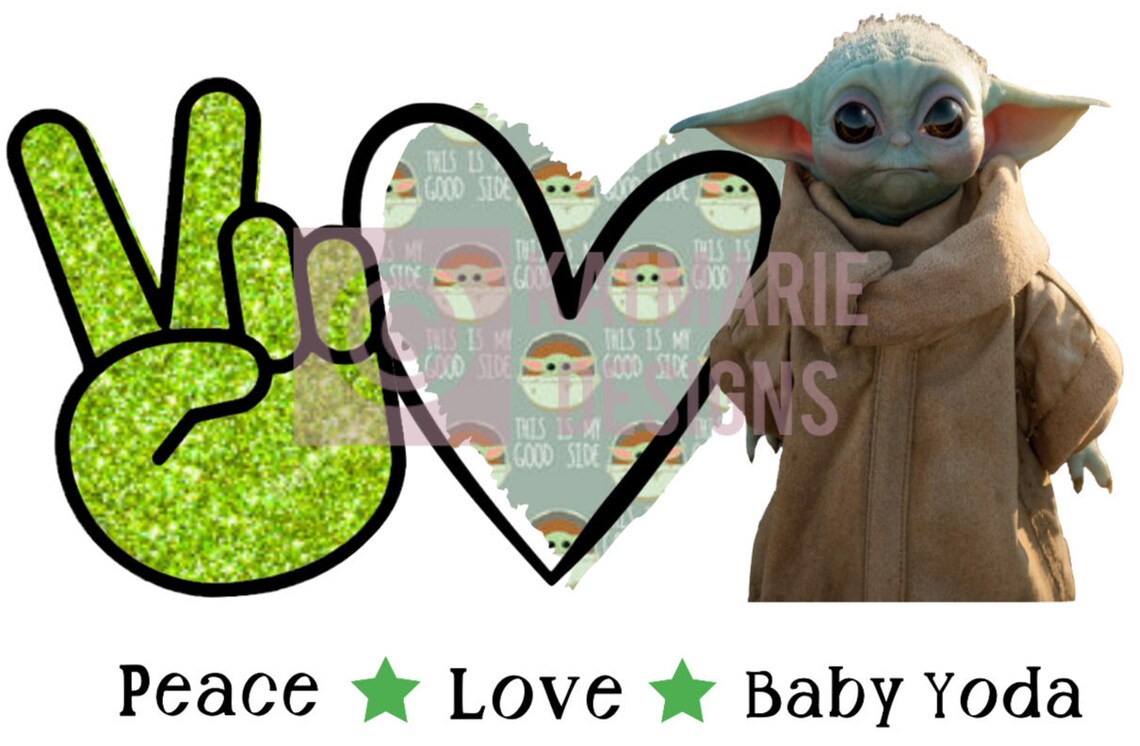 Peace Love Baby Yoda Inspired PNG DIGITAL DOWNLOAD for - Etsy