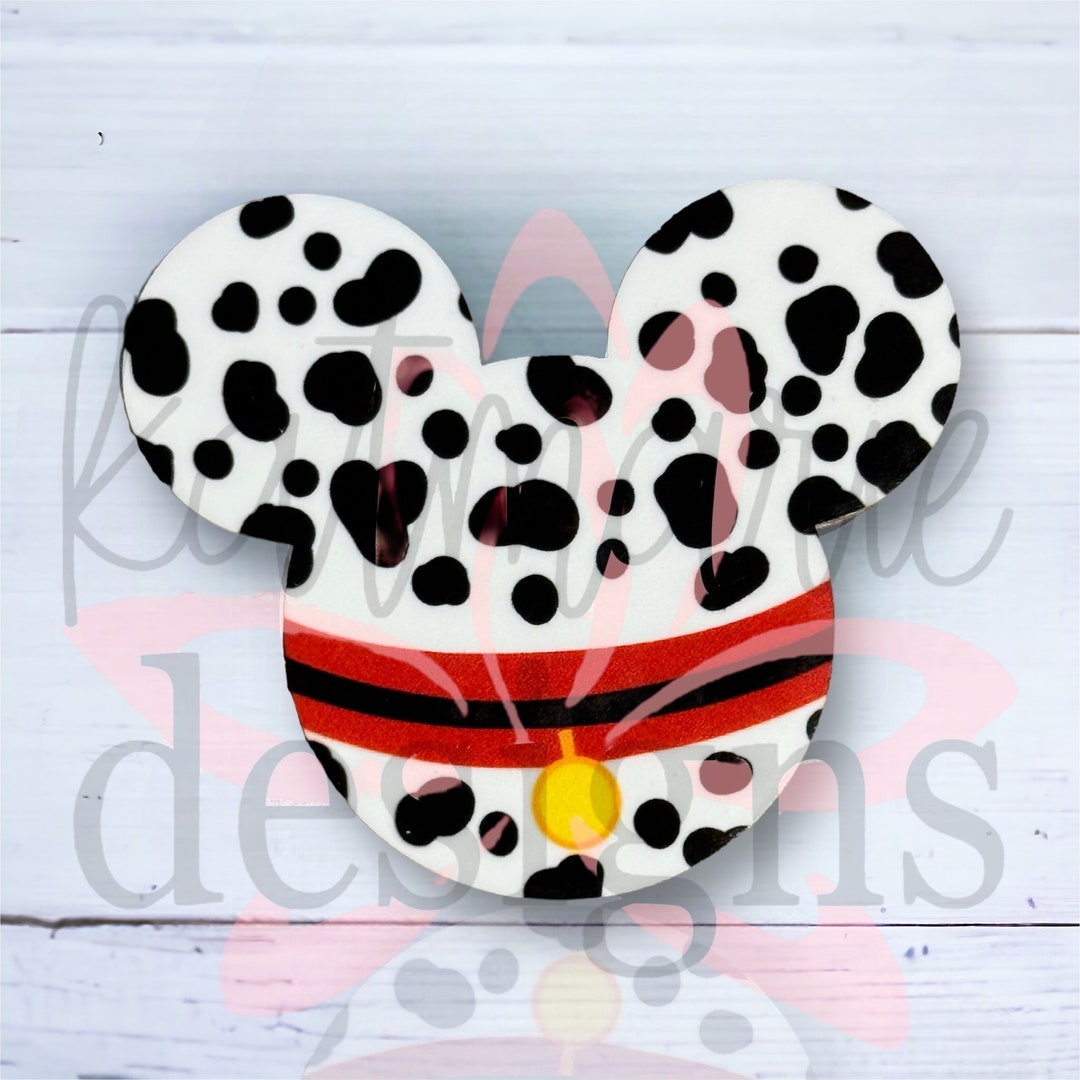 Dalmatian Mouse Head Badge Reel: Interchangeable Acrylic Topper - Etsy