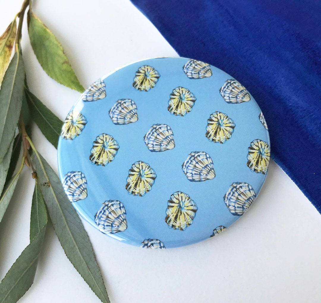 Shell Pocket Mirror - 76mm Small Pocket Mirror, Seashell Pattern, Hand ...