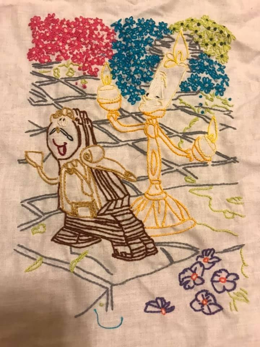 Lumiere and Cogsworth Embroidered Design - Etsy