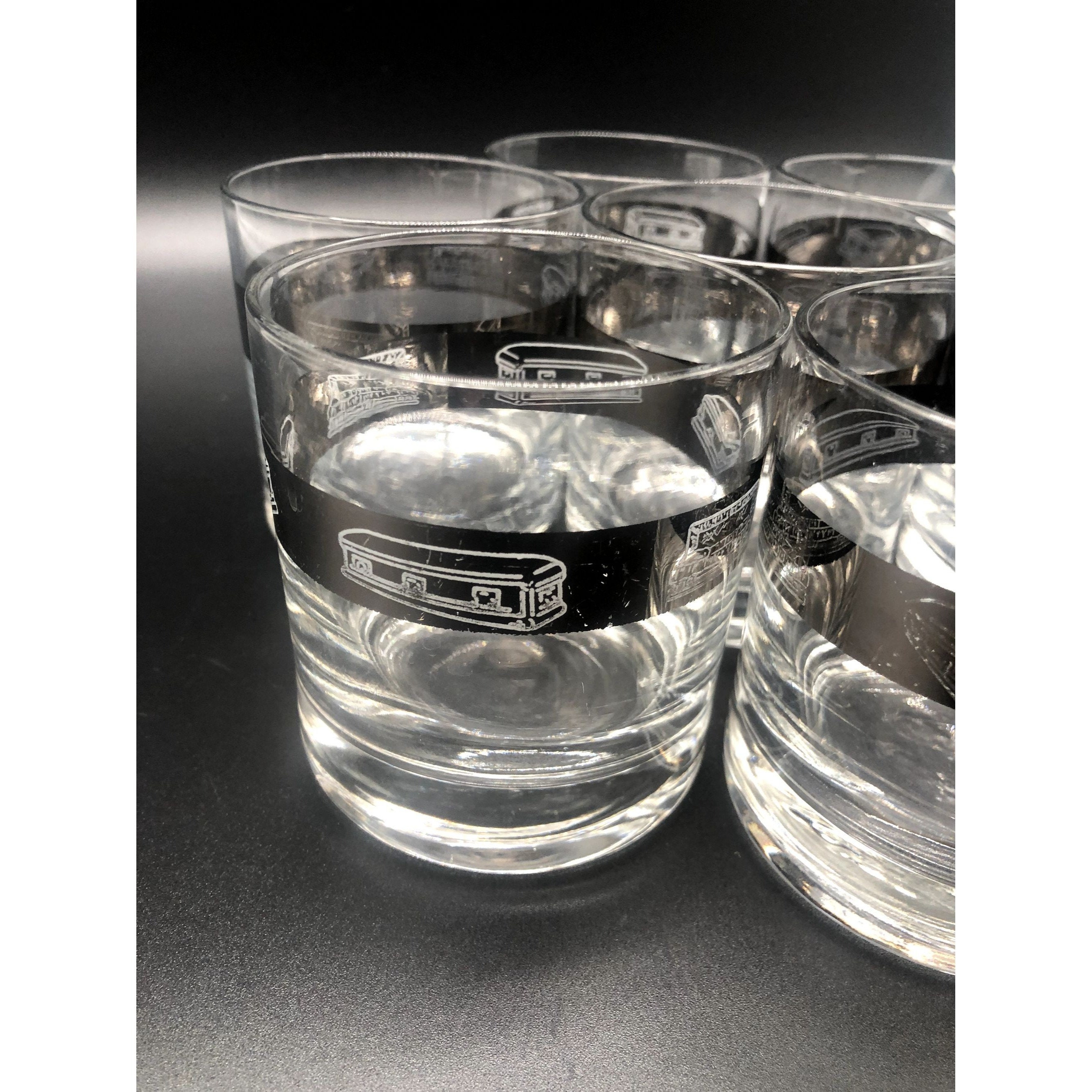 Coffin Casket poison Cocktail Glasses Silver Band Vtg Mid Century Set ...