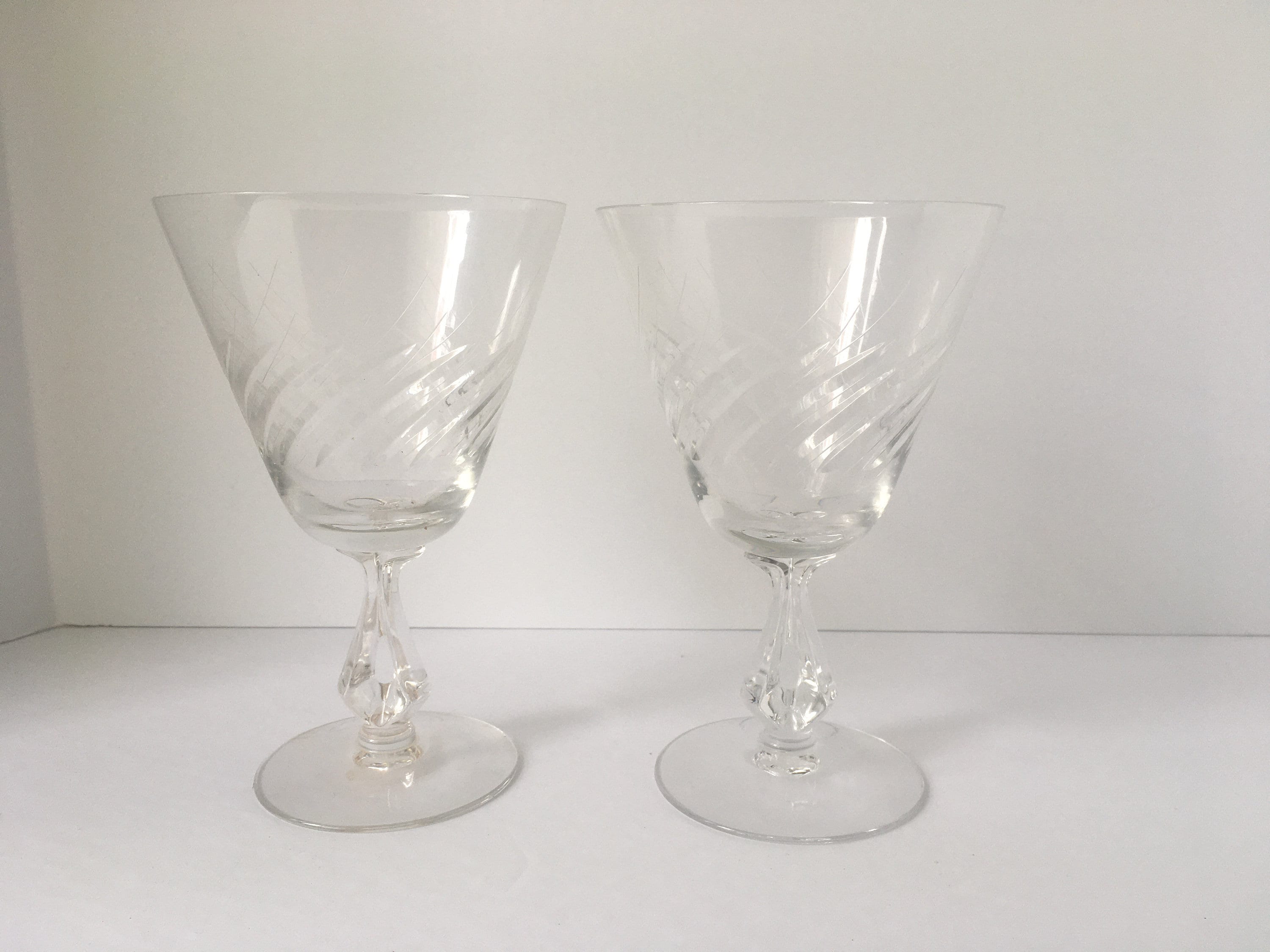 Cut Crystal Wine Goblets, Water Goblets, Vintage, Set of 2 - Etsy