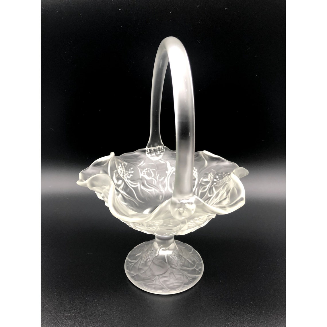 Fenton Water Lily Glass Basket Footed Clear Satin Glass - Etsy