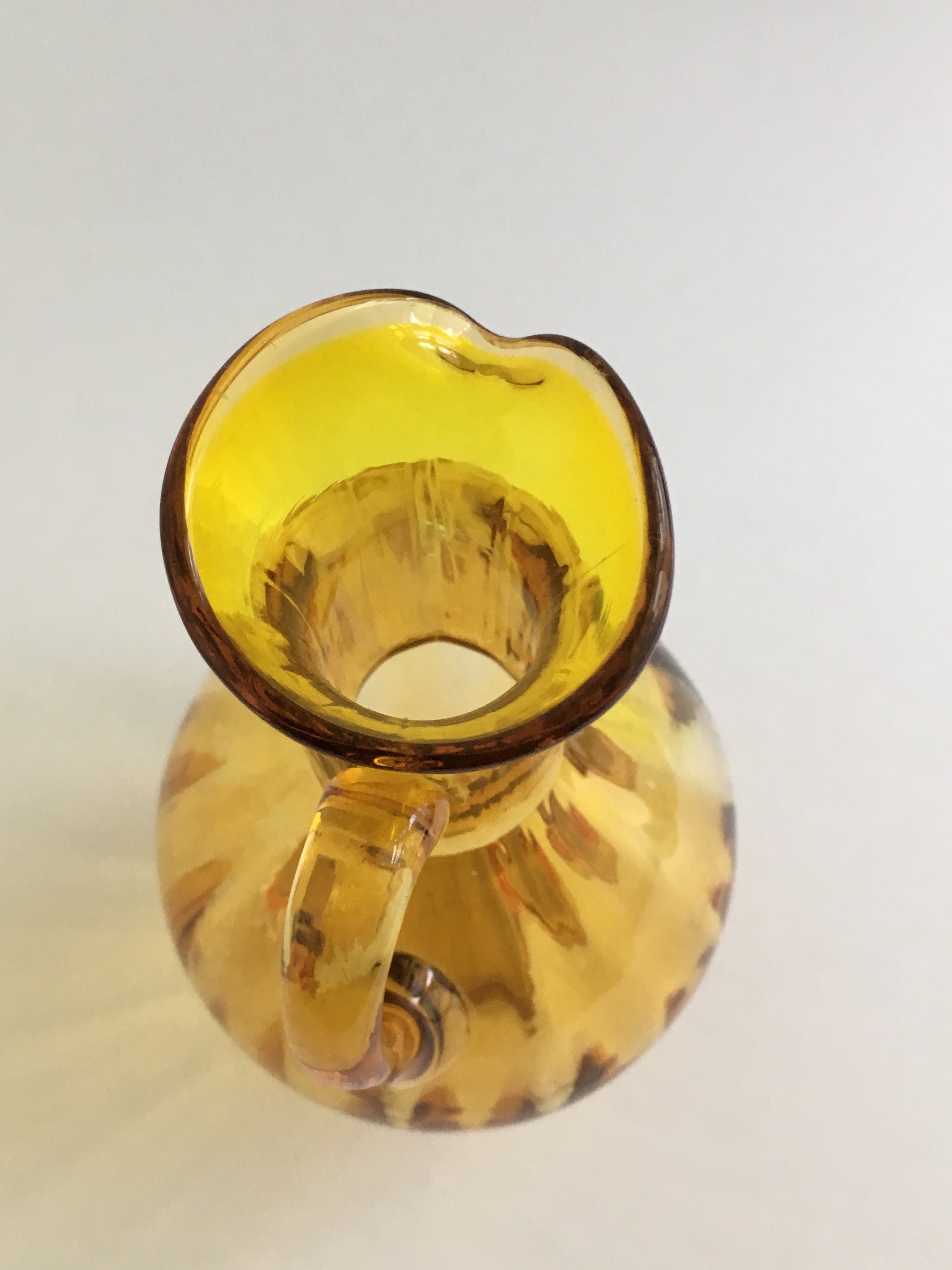 Vintage Mid Century Hand Blown Fluted Amber Glass Pitcher Creamer - Etsy