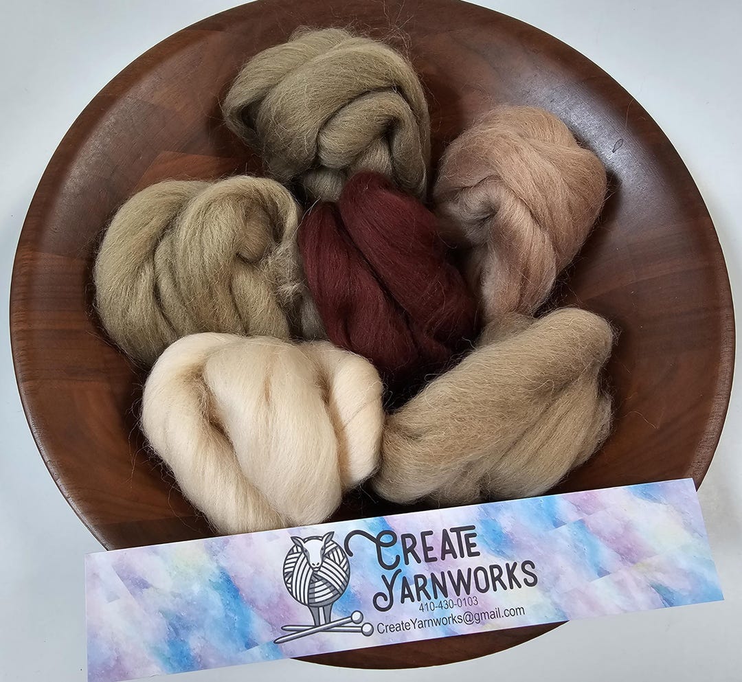 Earth Tones in Shetland Wool Fiber for Needle Felting, Wet Felting or ...