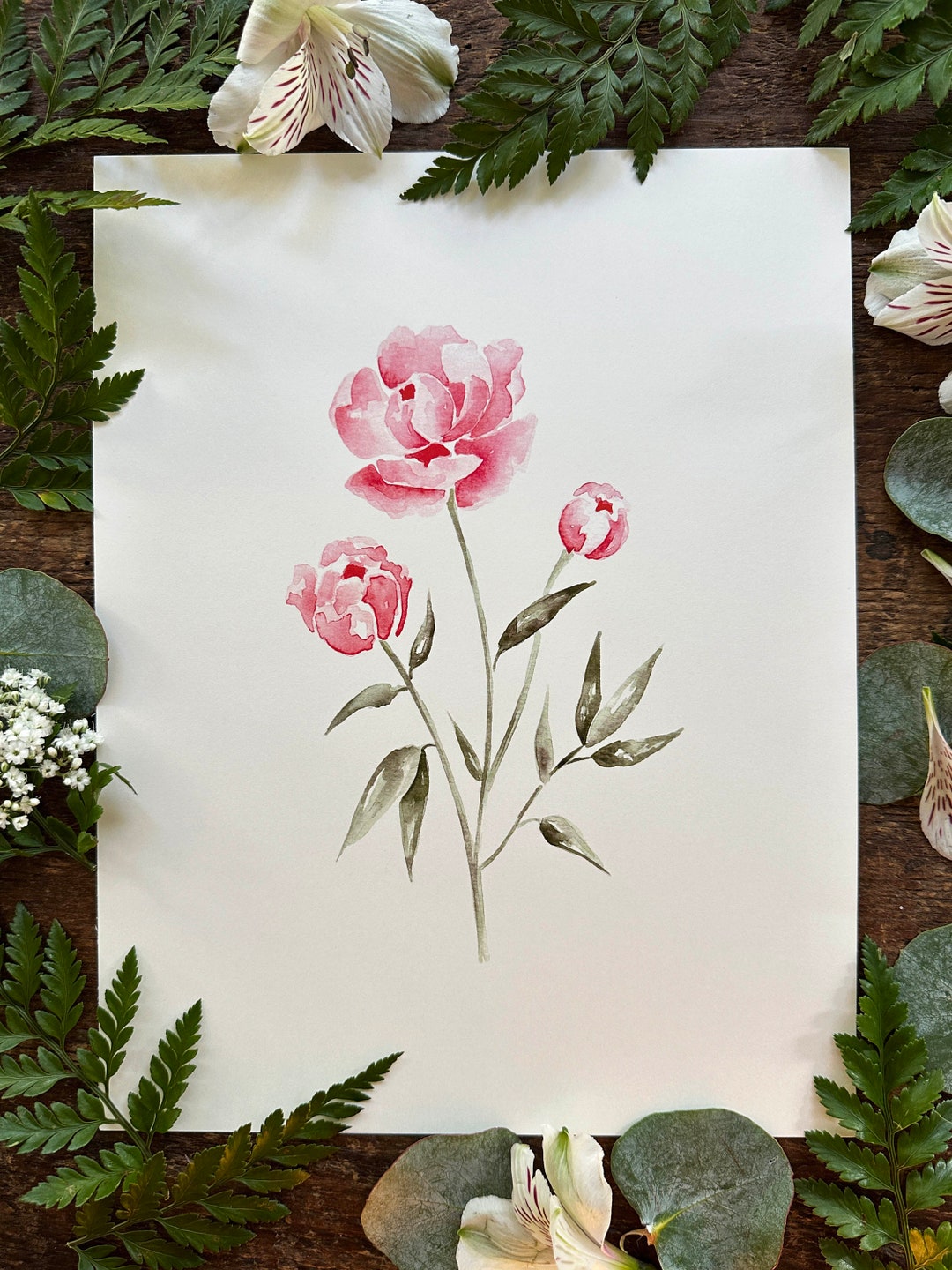 Watercolor Peony Art Print | Floral Wall Decor - Etsy