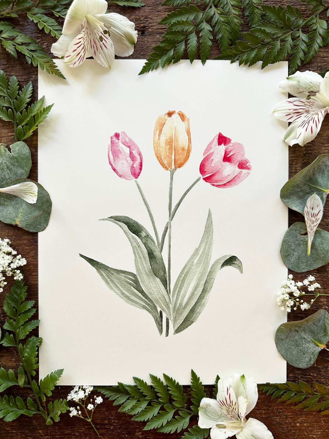Watercolor Tulip Flower Print | Floral Wall Art - Etsy