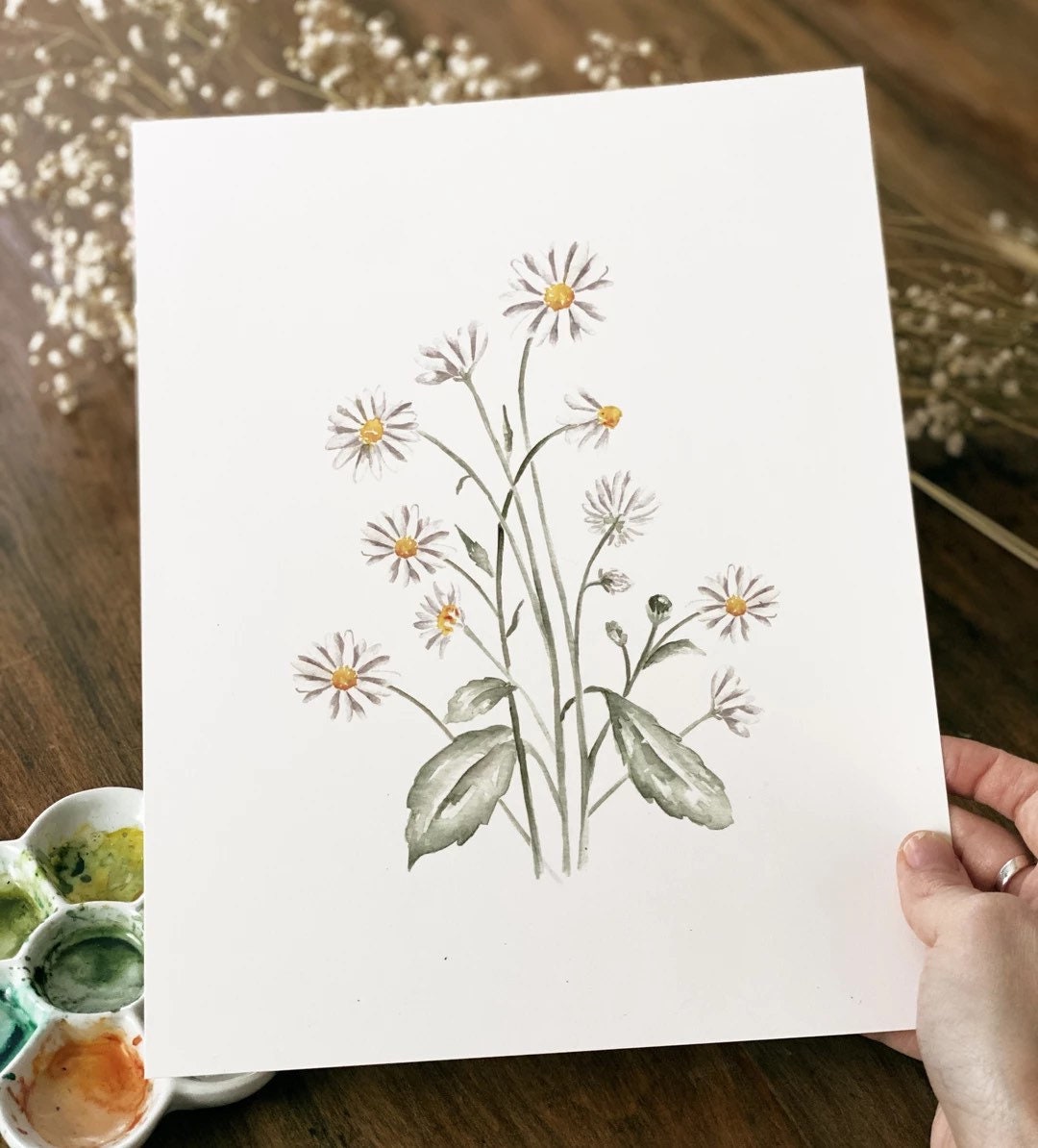Daisy Watercolor Print | Botanical Wall Art - Etsy