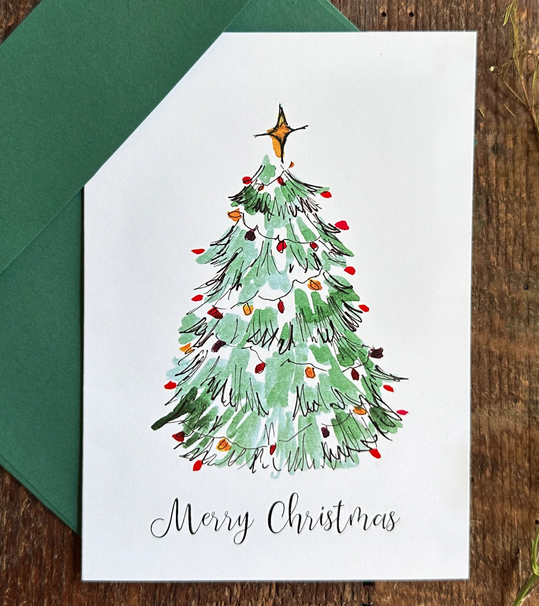 Christmas Tree Cards | Watercolor Christmas Tree Card | Christmas Card ...