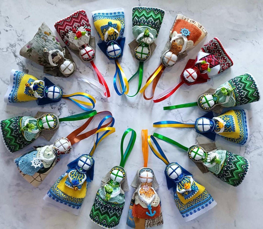 3 Ukraine Ethnic Dolls Ukraine Decor Motanka Doll Handles Fabric ...