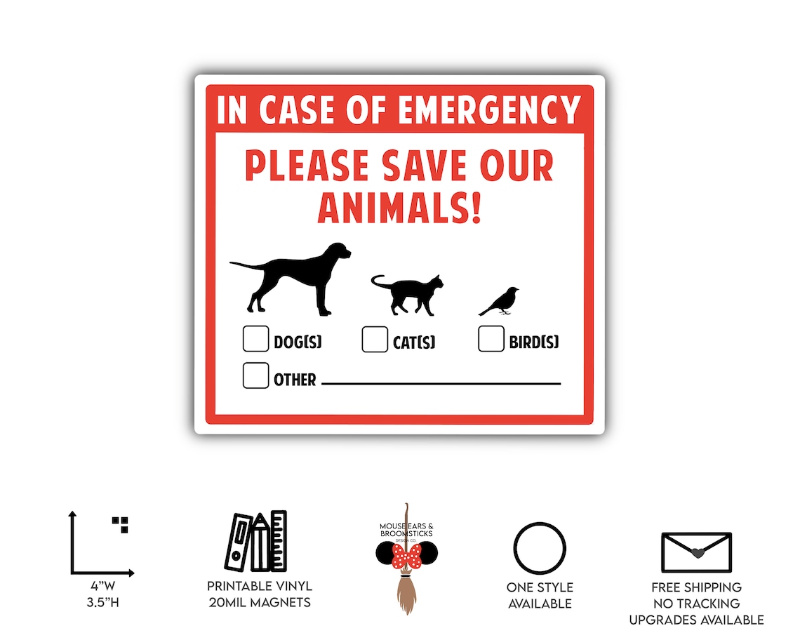 In Case of Emergency Pet Safety Emergency Stickers & Magnets - Etsy