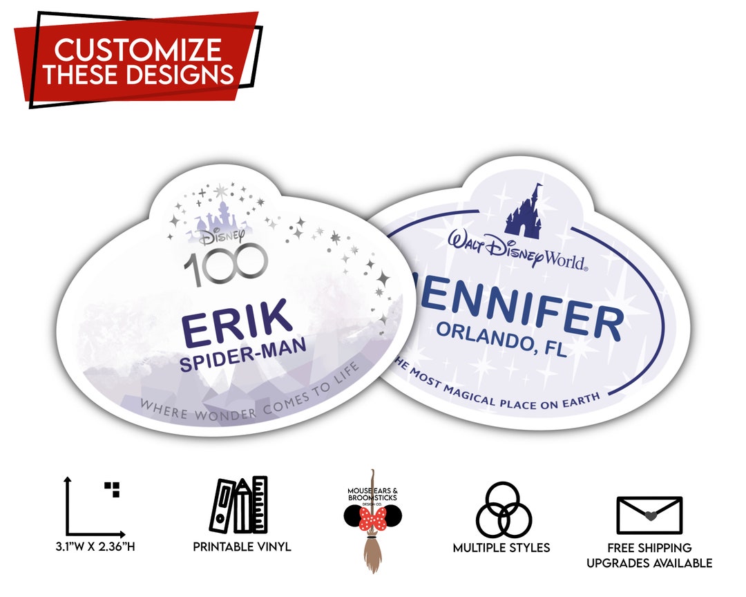 CUSTOMIZABLE Celebration Name Tags Set 02 Cast Member Name Tag Stickers ...