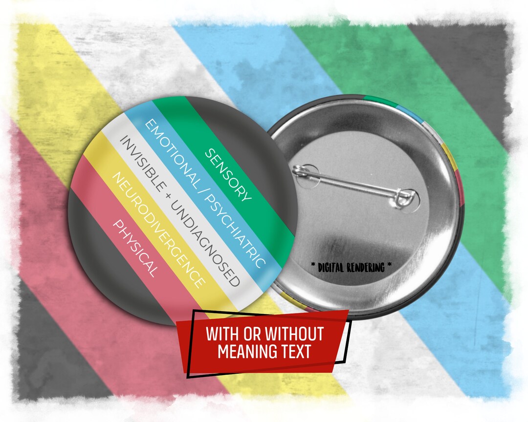 Disability Pride Flag | Disabilities Pinback Badge Buttons | 1.46”(37mm ...