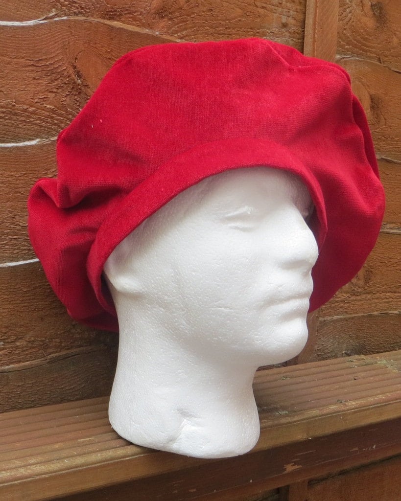 HAT Re-enactment VELVET RED Medieval Tudor Big Round Hat Beret Lined ...