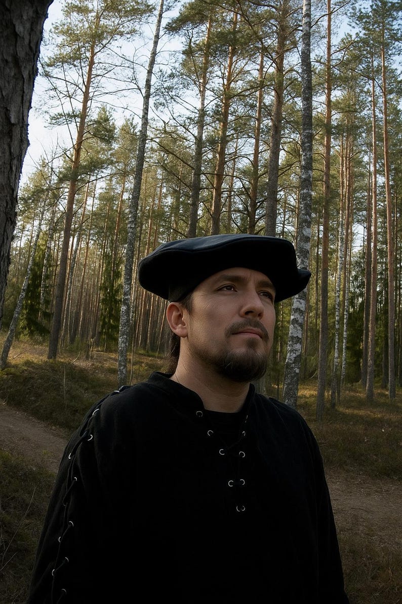 Medieval Hat Wool Big Round Tudor Bonnet Renaissance Beret Costume - Etsy