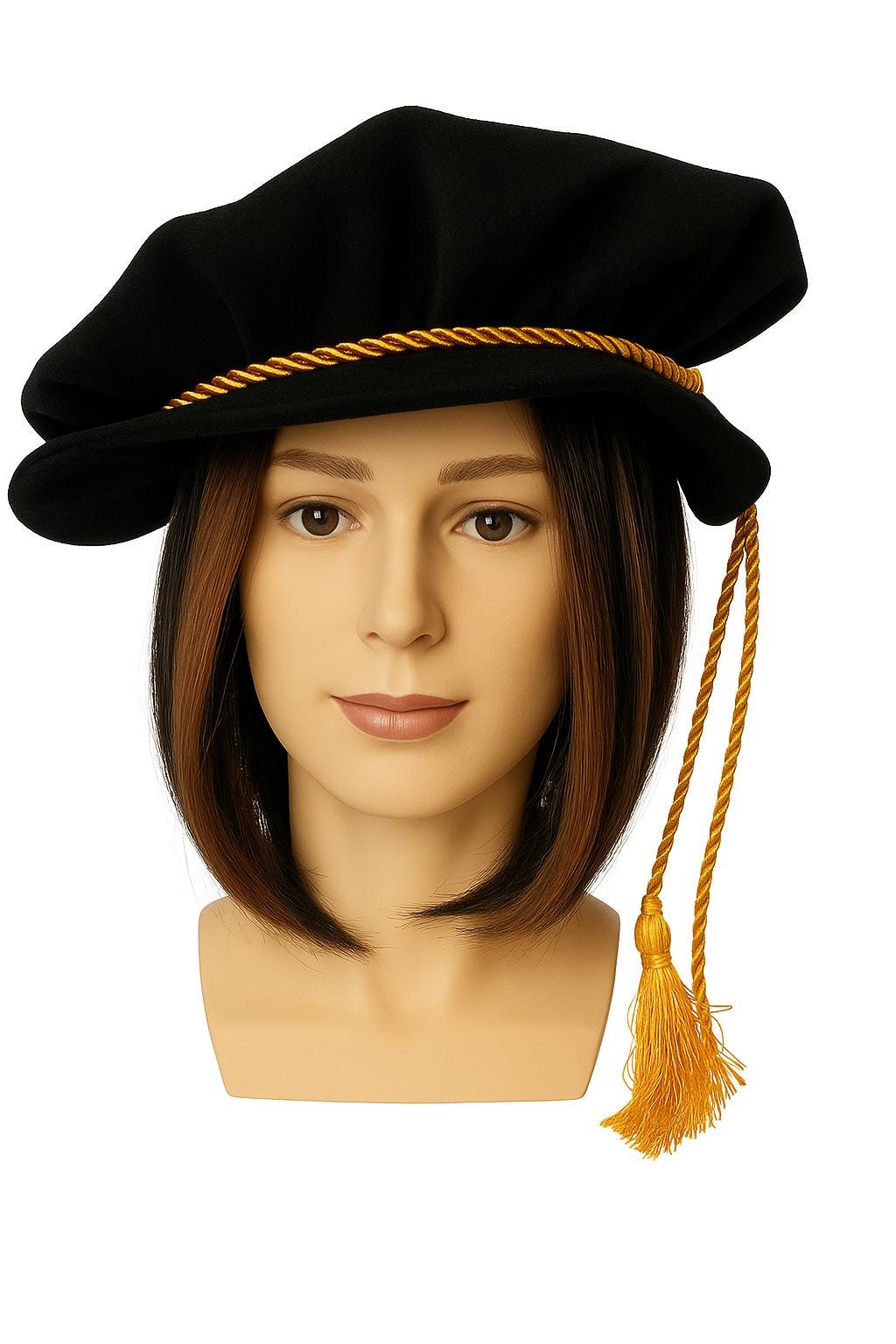 Hat Black Medieval Tudor Graduation Doctor Renaissance Larp Noble Brim ...