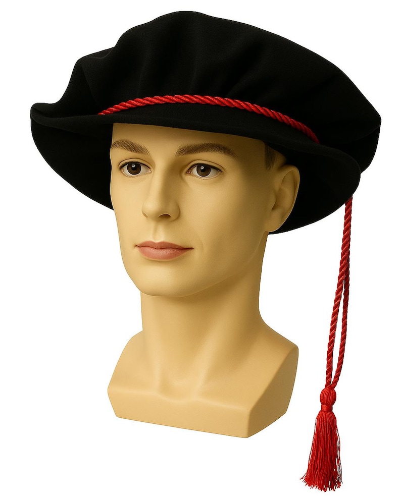 Hat Black Medieval Tudor Graduation Doctor Renaissance Larp Noble Brim ...