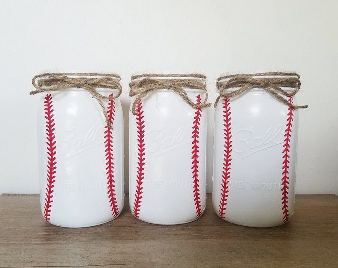 Baseball Mason Jar Set - Etsy