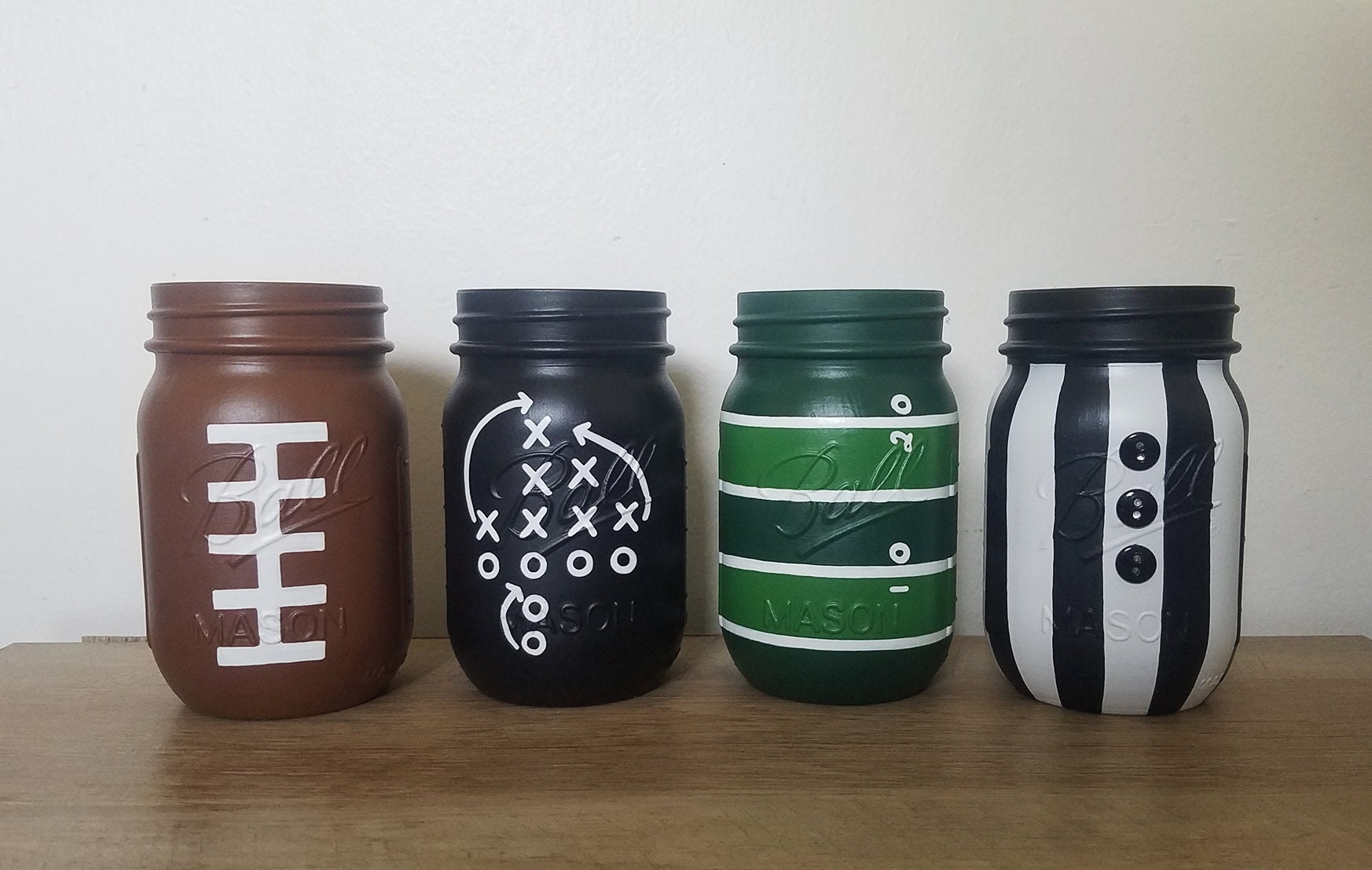 Football Mason Jar Set - Etsy