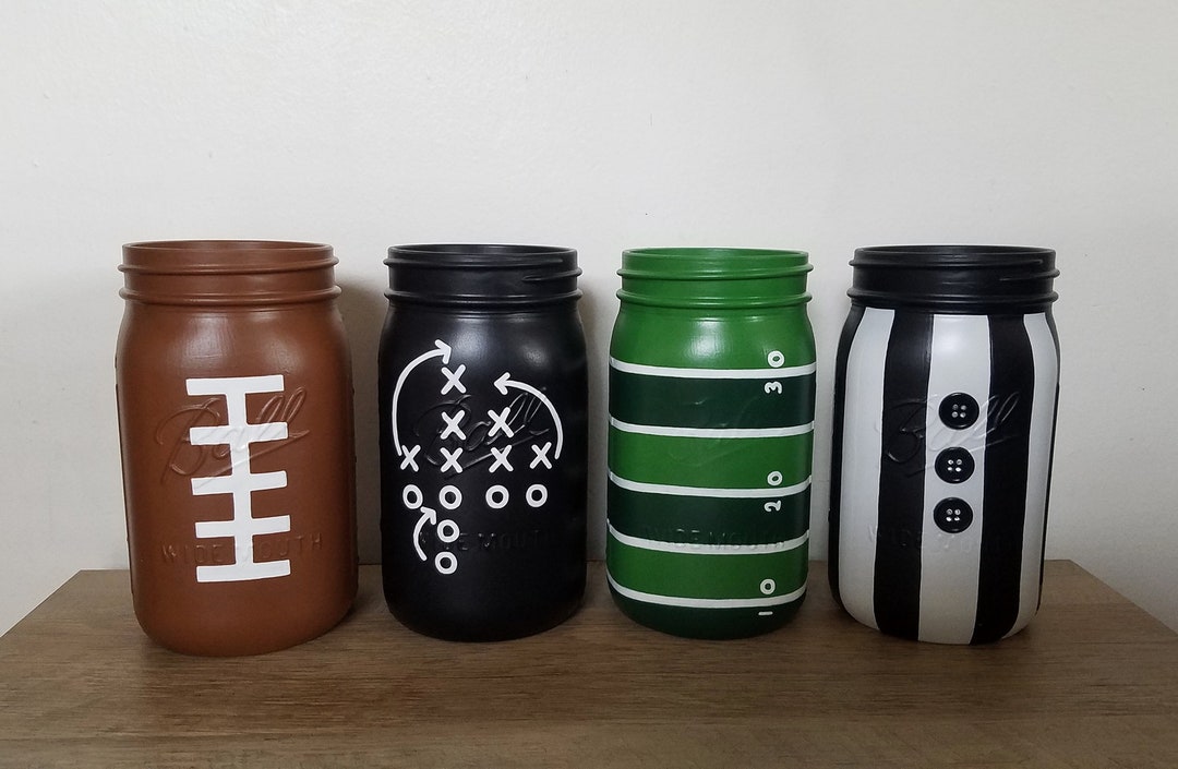 Football Mason Jar Set - Etsy