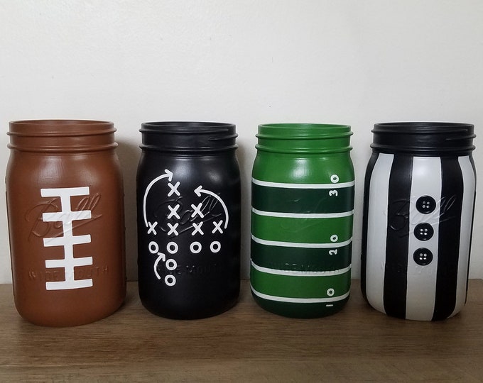 Football Mason Jar Set - Etsy