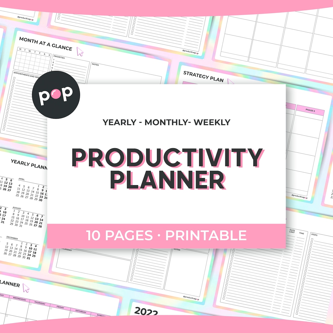 PRODUCTIVITY PLANNER Printable, Yearly, Monthly and Weekly, Printable ...