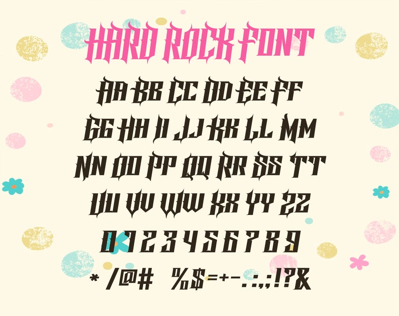 Hardrock Font Hard Rock Font Otf Rock Font Heavy Metal Font | Etsy