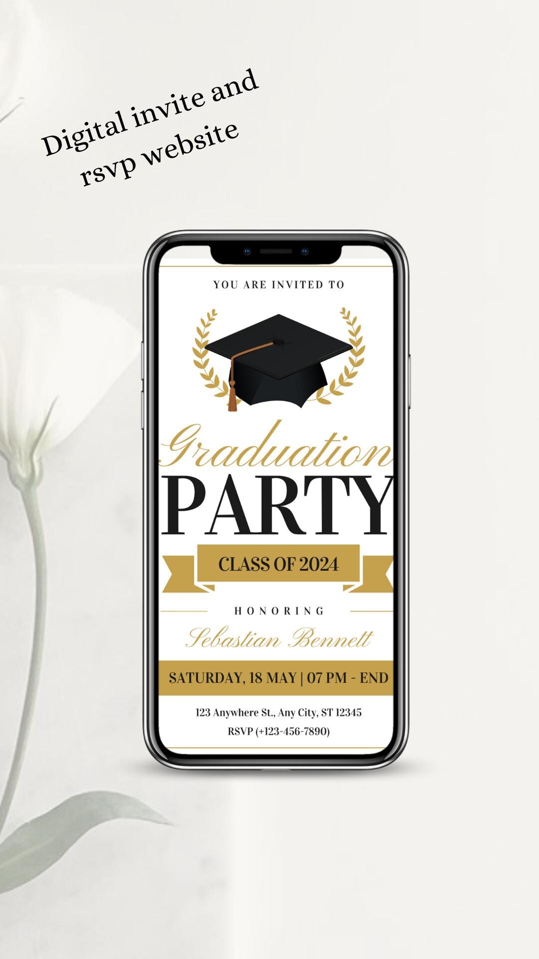 Graduation Digital Invitation Template, Editable Wedding Online E ...