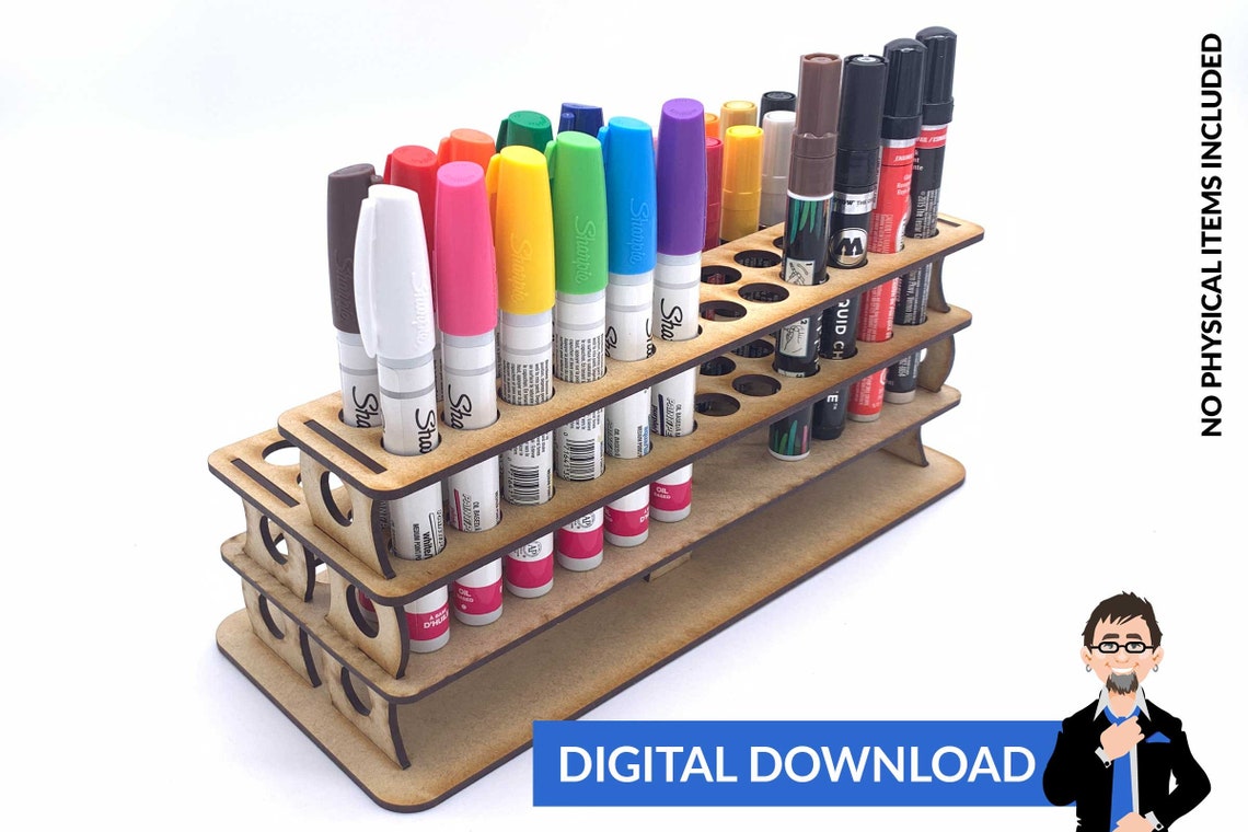 Pen Marker Holder 48 Ai SVG PDF DXF Digital - Etsy