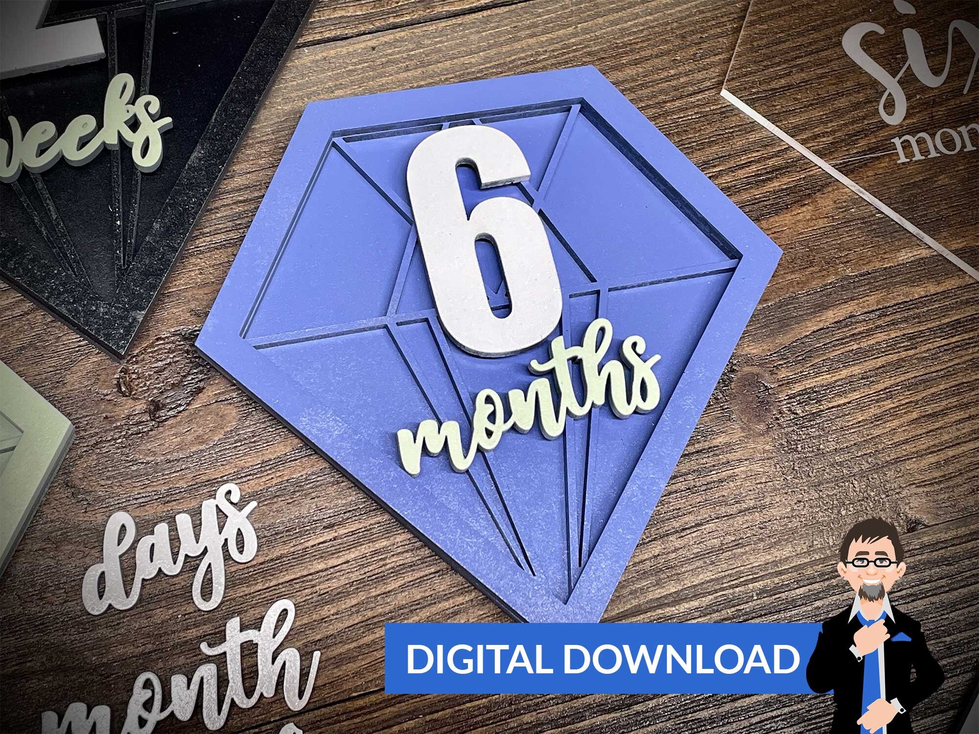 Baby Milestones (diamond) - Ai + Pdf + Svg + Dxf - Instant Download (no ...