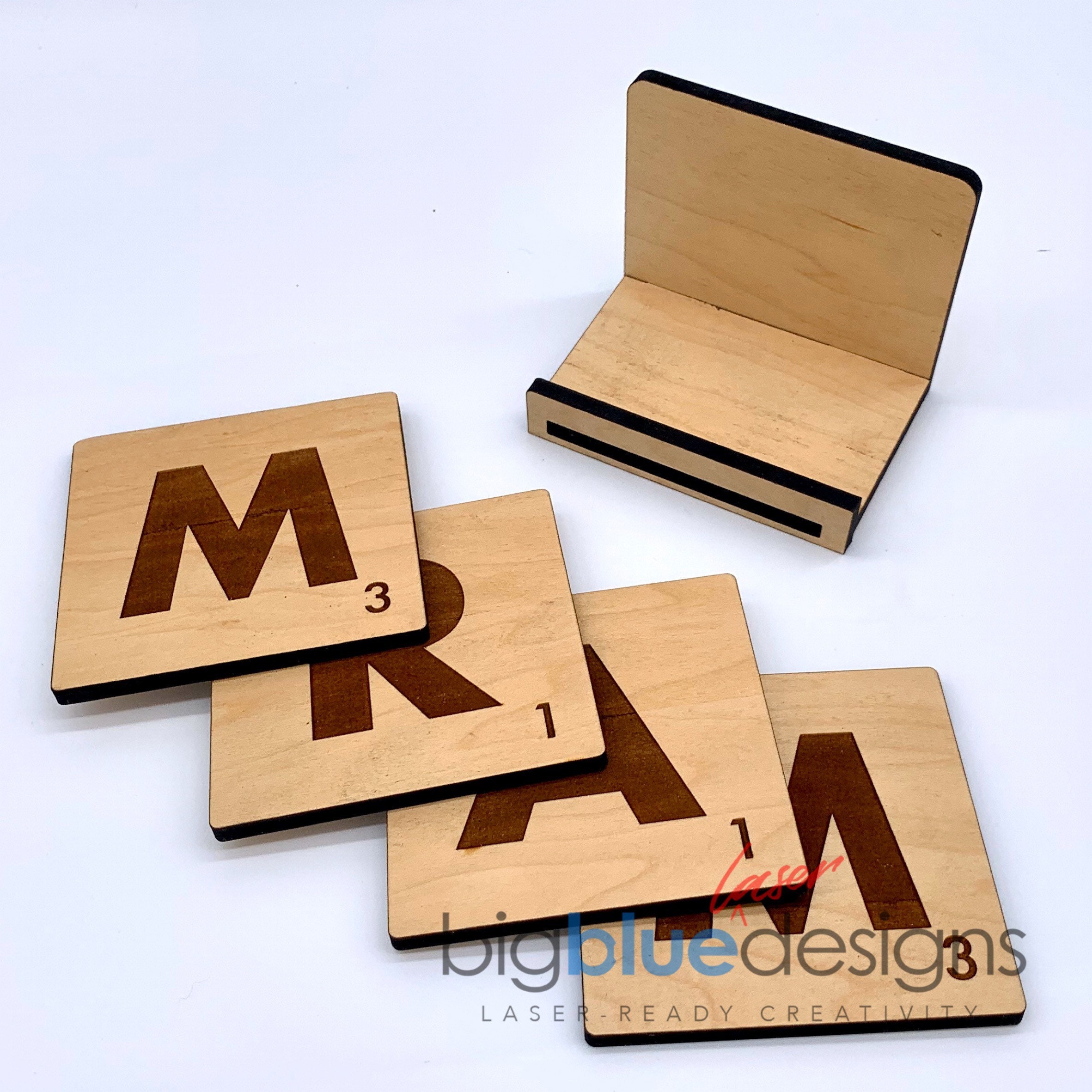 Scrabble Coaster Set Laser Cut Files PDF SVG DXF Ai Files | Etsy