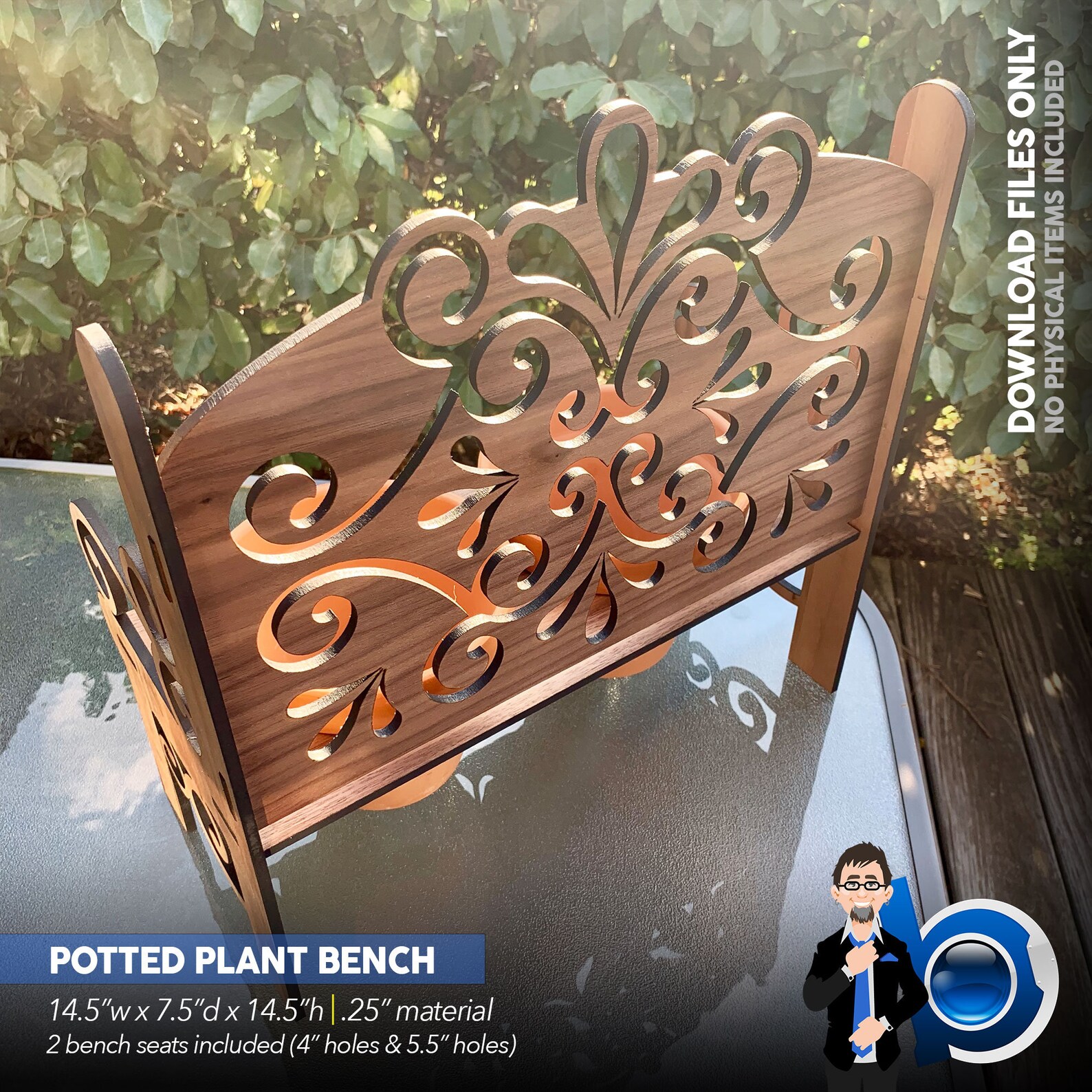 Decorative Plant Display Bench - Pdf+svg Laser Cut Files - INSTANT ...