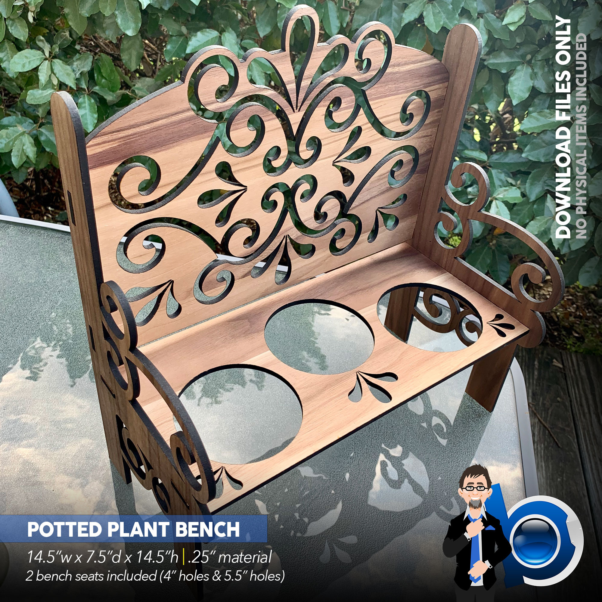 Decorative Plant Display Bench - Pdf+svg Laser Cut Files - INSTANT ...