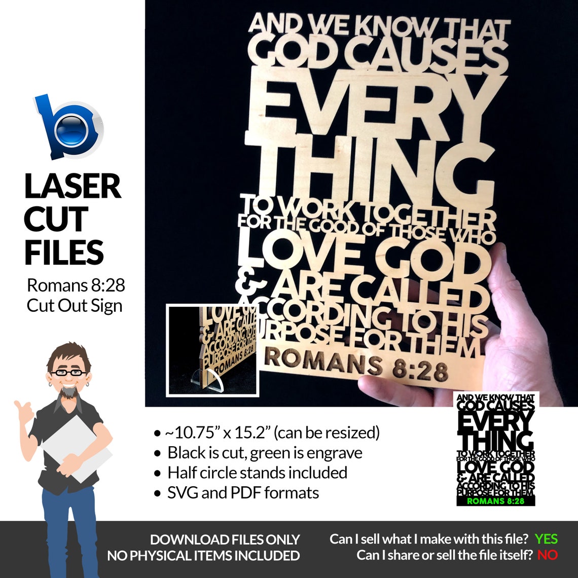 Romans 8:28 Cut Out Words Sign PDfSVG Laser Cut Files | Etsy