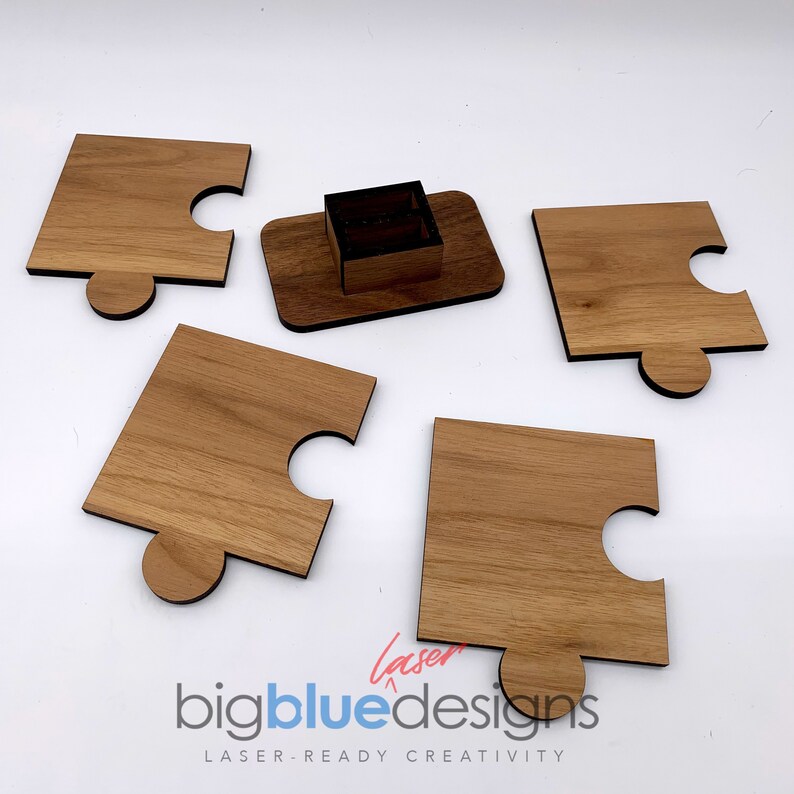 Puzzle Piece Coasters With Holder - SVG+PDF+EPS Laser Cut File ...