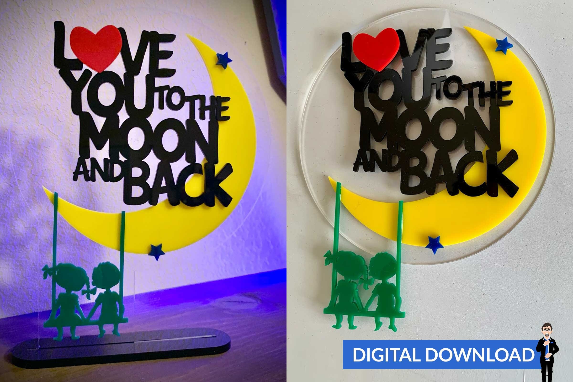 Love You to the Moon and Back Svg Pdf Laser Cut File | Etsy