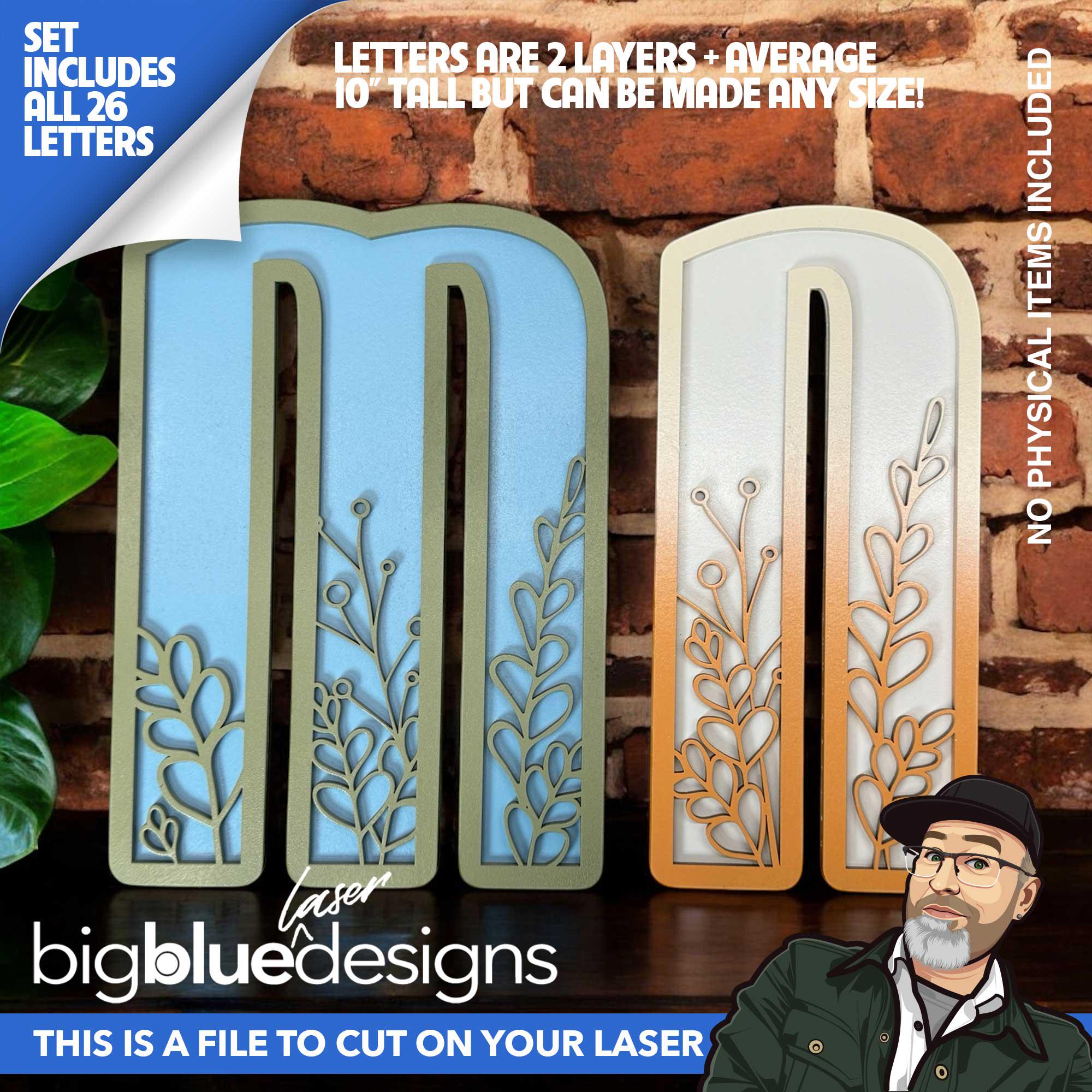 2 Layer Floral Letter Set - Ai, Svg, Pdf, Dxf, Eps - No Physical Items ...