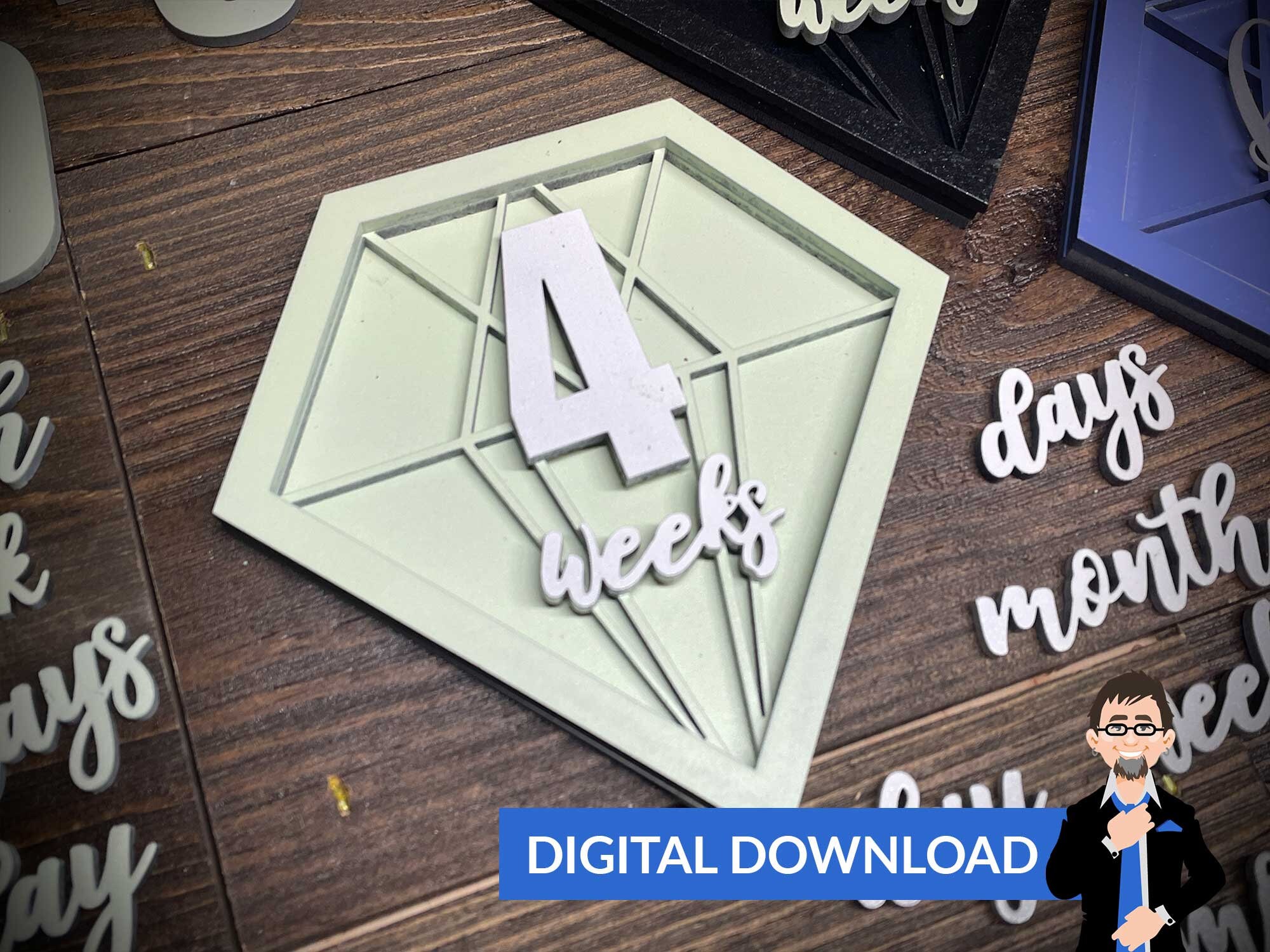 Baby Milestones diamond Ai Pdf Svg Dxf Instant - Etsy